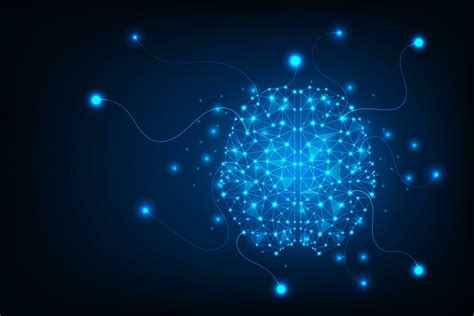Vector Artificial Intelligence Concept Blue Light Glowing Connection