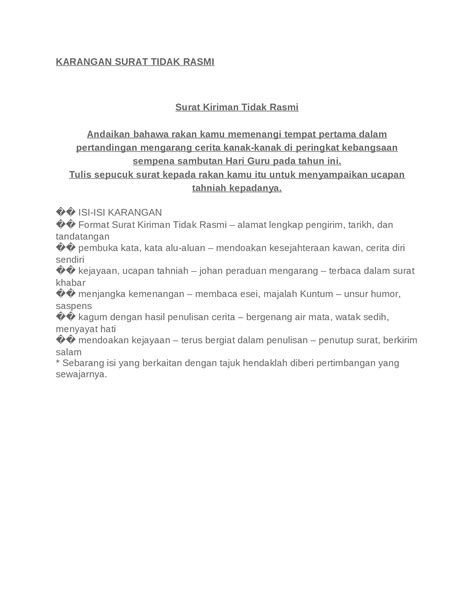 Docx Karangan Surat Tidak Rasmi Dokumentips