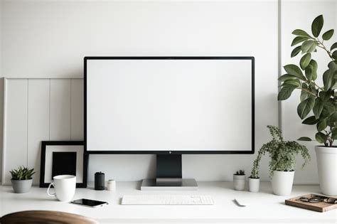 Premium Ai Image Minimalistic Home Workspace Environment With Desktop