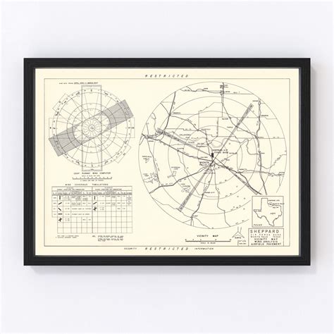 Vintage Map Of The Sheppard Air Force Base Vicinity 1952 By Teds Vintage Art Teds Vintage Art
