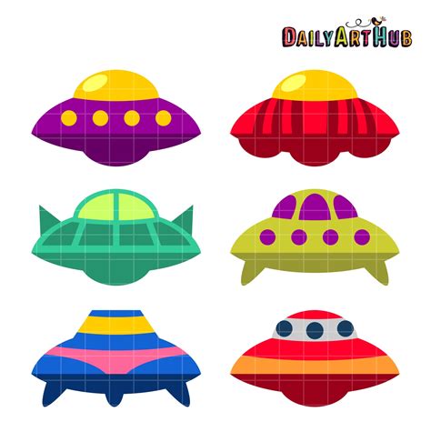UFOs Clip Art Set Daily Art Hub Graphics Alphabets SVG