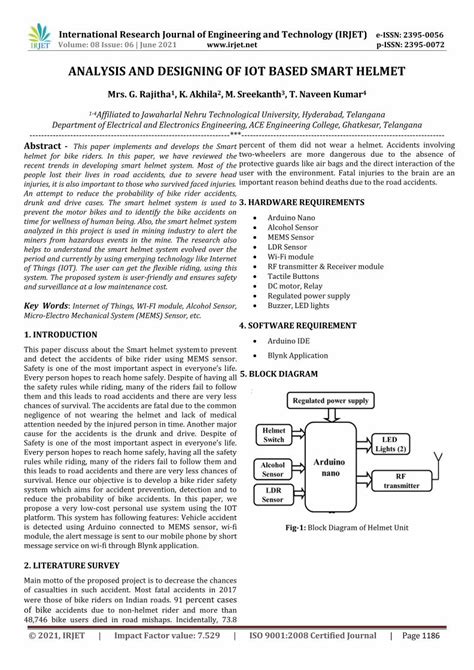 Pdf Analysis And Designing Of Iot Based Smart Helmet Dokumen Tips