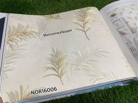 Promo Wallpaper Dinding Daun Daun Elegan Cream Gold Hijau Abu Tosca