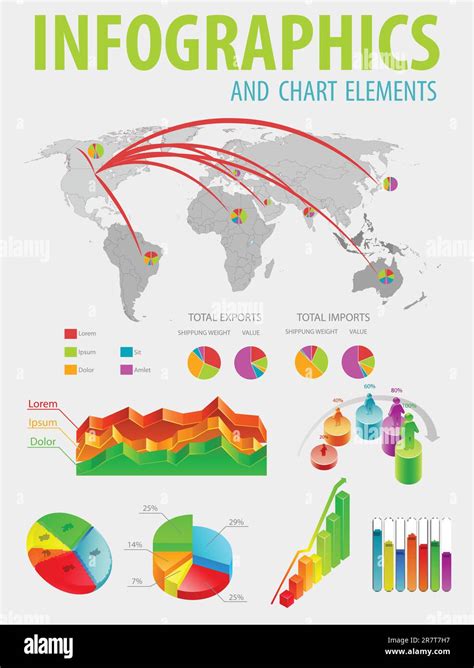 Ensemble Dinfographies Avec Graphiques Colorés Illustration