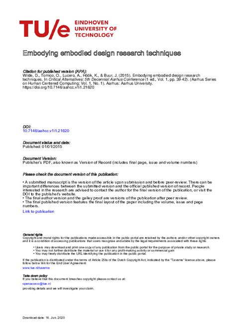 Pdf Embodying Embodied Design Research Techniques