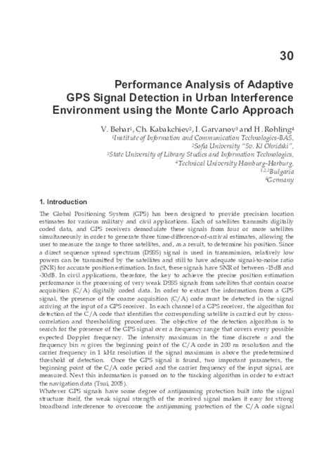 Pdf Performance Analysis Of Adaptive Gps Signal Detection In Urban