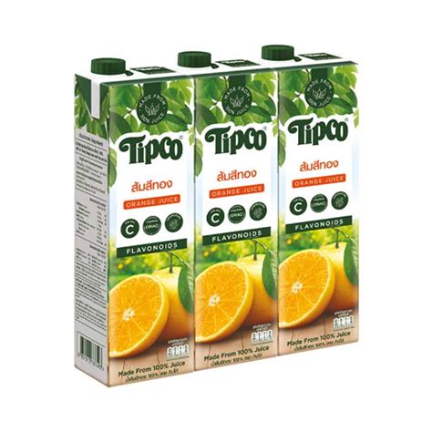 ทิปโก้ น้ำส้มสีทอง ขนาด1000มล แพ็ค3กล่อง Tipco Golden Orange Juice Size 1000 Ml Pack 3 Boxes