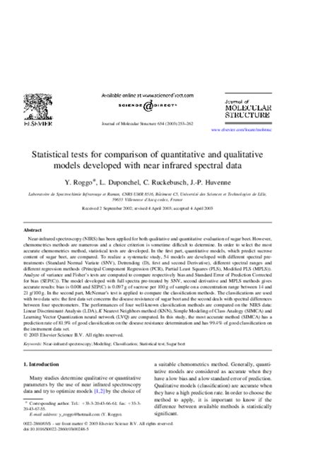 Pdf Statistical Tests For Comparison Of Quantitative And Qualitative
