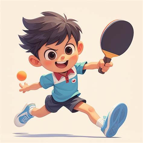 Un niño de santiago juega al tenis de mesa al estilo de los dibujos