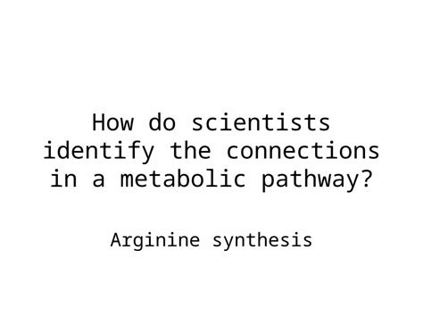 Ppt How Do Scientists Identify The Connections In A Metabolic Pathway