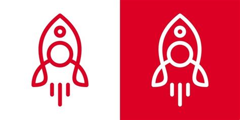 Foguete de design de logotipo e inspiração de vetor de ícone de pessoas Vetor Premium