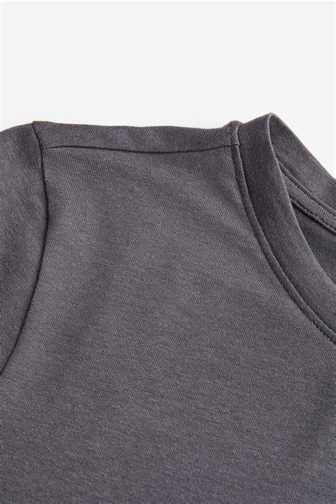 쇼트 저지 탑 다크 그레이 여성 Handm Kr 쇼트 저지 탑 다크 그레이 여성 Handm Kr