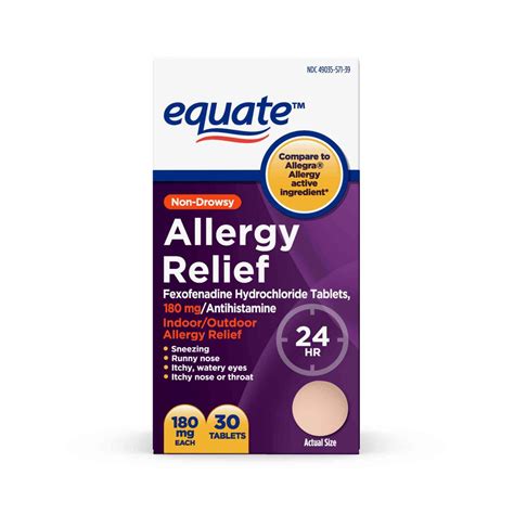 Equate Non Drowsy Allergy Relief Mg Tablets Indoor Outdoor Allergies