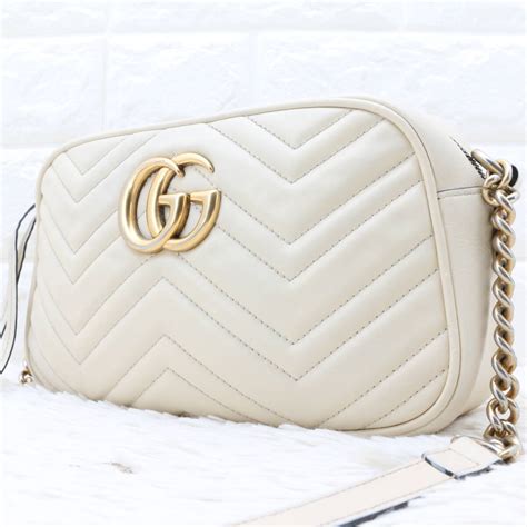 【目立った傷や汚れなし】gucci グッチ Gg マーモント キルティング チェーン ショルダーバッグ 447632 斜め掛け レザー 本革