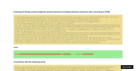 Duplicate Character After Rtf To Html Codesandbox