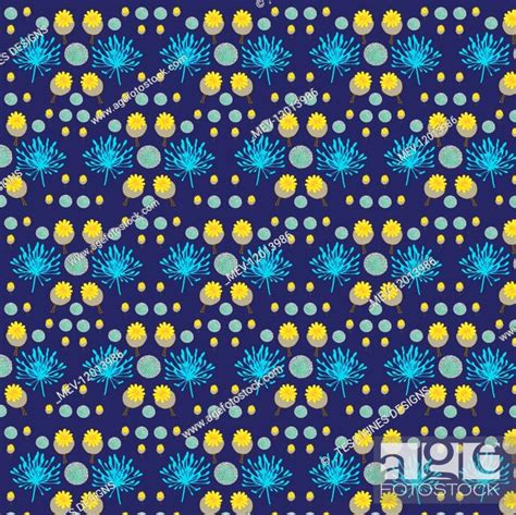 Agapanthus Poppy Seed Heads And Alliums Repeating Pattern Stock Photo