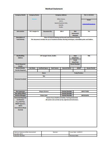 23 Simple Method Statement Templates Pdf Doc