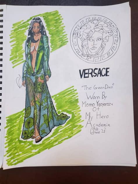 Momo Yaoyorozu Wearing The Versace Green Dress By Cranestyleart On
