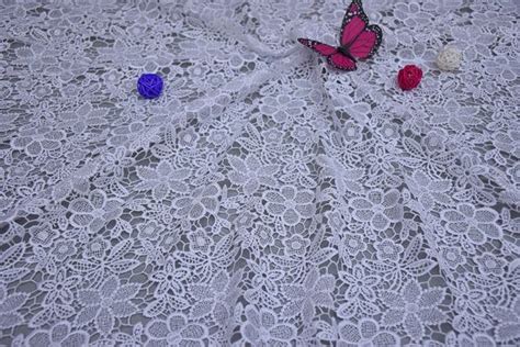White Floral Embroidered Lace Fabric Vintage Bridal Lace