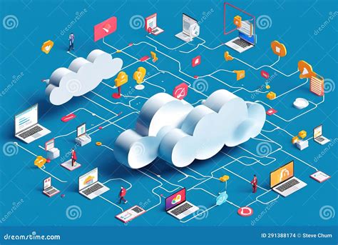 Cloud Interconnection And Internet Terminal Equipment In 3d Solid