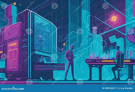 Vector Based Background Illustration Showcasing A Futuristic Laboratory
