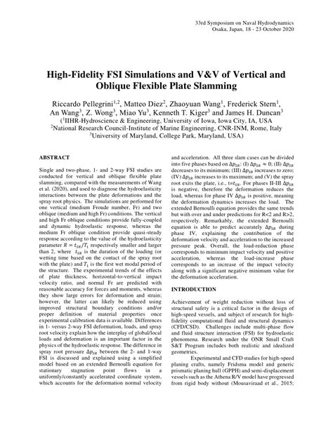 Pdf High Fidelity Fsi Simulations And Vandv Of Vertical And Oblique