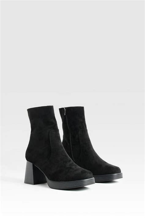 Platform Block Heel Ankle Boots Boohoo Uk