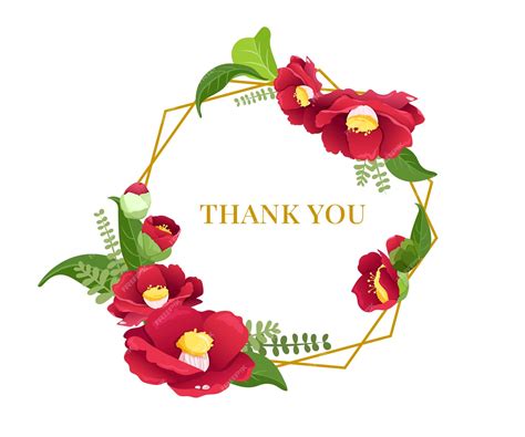 Premium Vector Gold Hexagon Camellia Thank You Floral Frame
