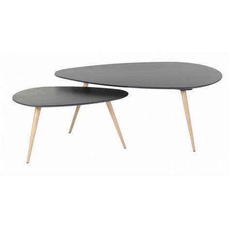 Tables basses gigognes scandinaves noires en chêne PIXY Trendy Homes