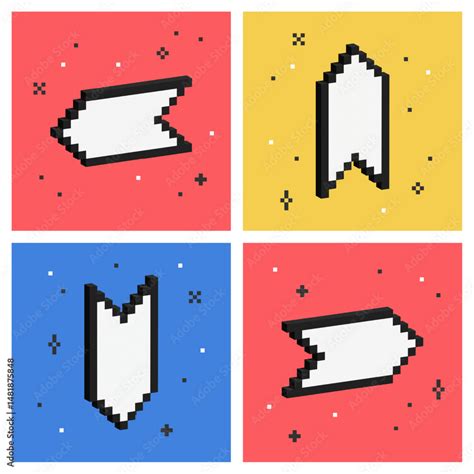 Volumetric Pixel Pointers Set 8 Bit Isometric Arrows 3d Signs For 4 Cardinal Directions