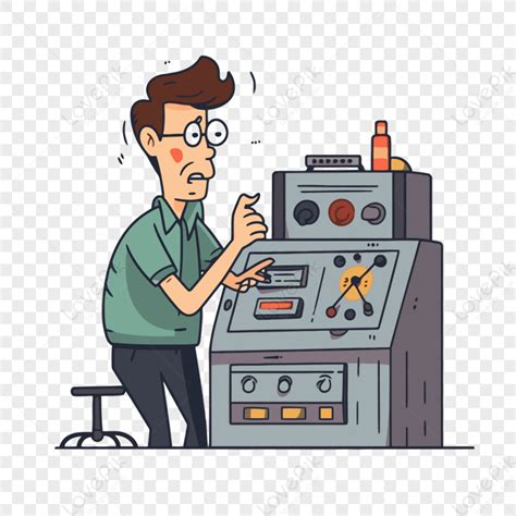 산업 기계를 제어하는 만화 남자 벡터삽화폰트 Png 일러스트 무료 다운로드 Lovepik