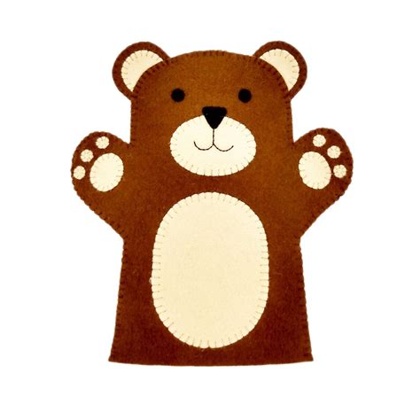 Brown Bear Hand Puppet Felt Hand Puppet Brown Bear Felt Hand Puppet