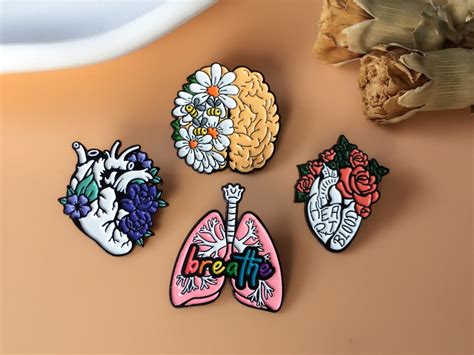 Heart Brain Lungs Enamel Pin Anatomy Organ Badge Pin Lapel Pin Collar