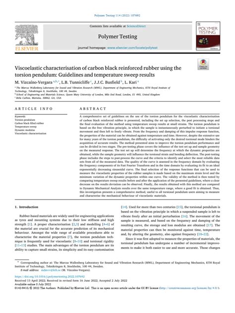 0 Viscoelastic Characterisation Of Carbon Black Reinforced Rubber Using