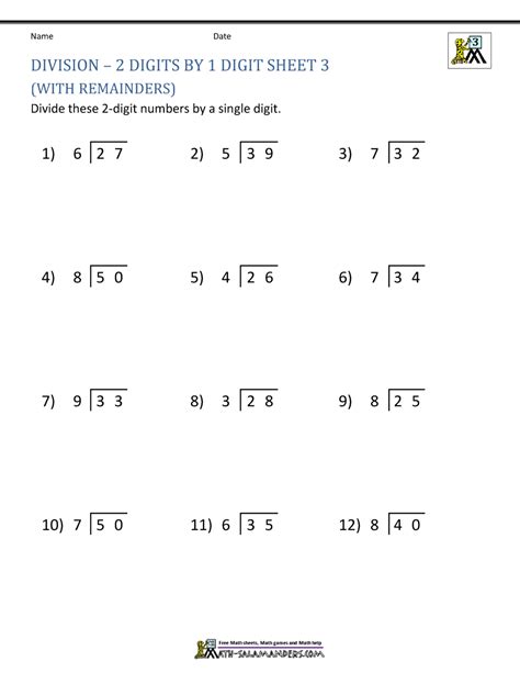 Division For 3rd Graders Worksheet Worksheet24