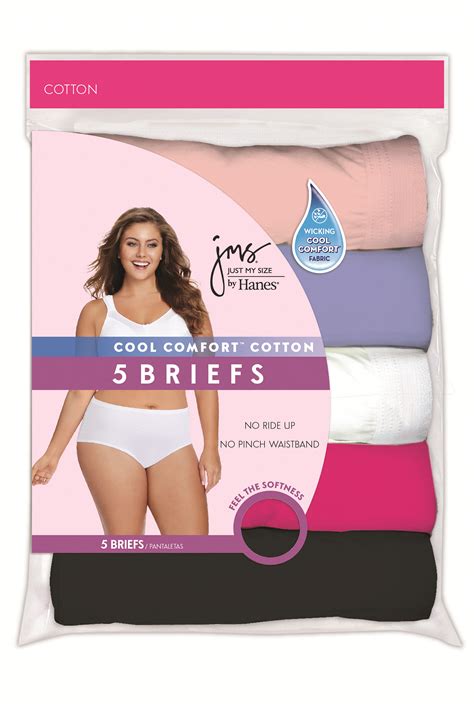 Just My Size Womens Underwear Assorted Cotton Briefs 5pk