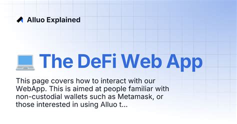 💻 the defi web app alluo explained