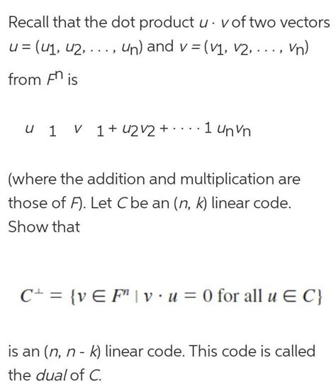Answered Recall That The Dot Product U V Of Two Vectors U 1 2 Un And