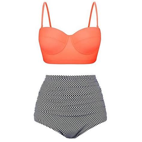 Himone Ladies Women High Waist Bikini Set Two Piece Swimwear Plus Size