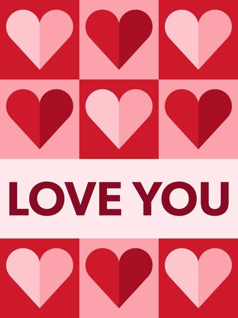 Premium Vector Valentines Day Greeting Card Geometric Design With Hearts