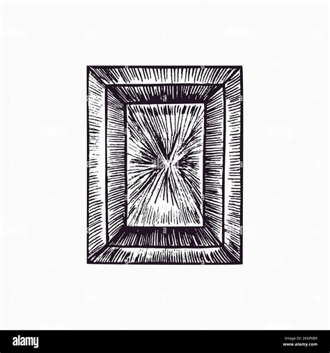 Rectangular Gemstone Cuts Shape Simple Doodle Drawing Gravure Style