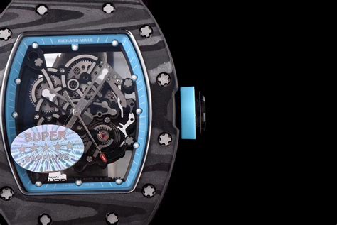 Richard Mille Replica RM 055 Blue Rubber Strap Carbon Fiber Case
