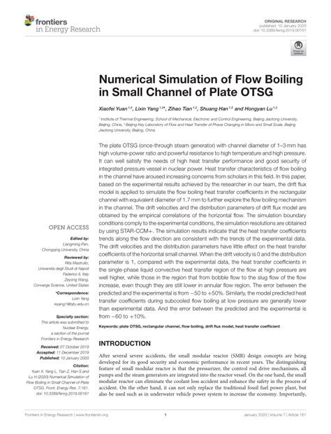 PDF Numerical Simulation Of Flow Boiling In Small Channel Of Plate OTSG