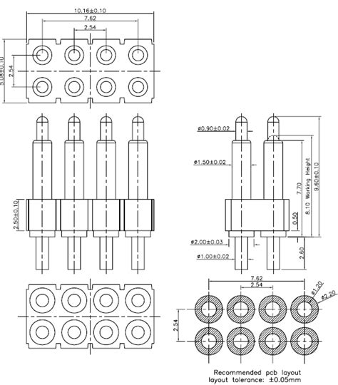 DIP Double Row Pogo Pin Spring Loaded Connector