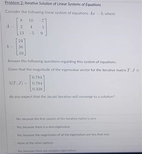 solved problem 2 iterative solution of linear systems of