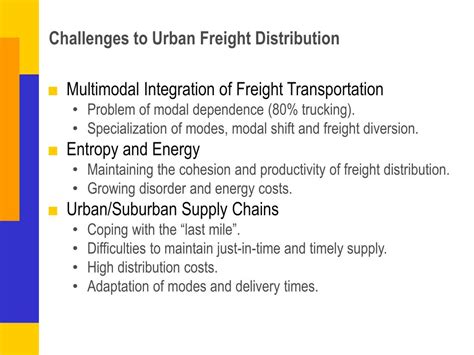 Ppt Freight And The City An Overview Of Urban Freight Distribution And City Logistics