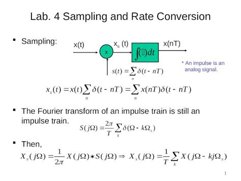 Ppt 1 Lab 4 Sampling And Rate Conversion Sampling The Fourier