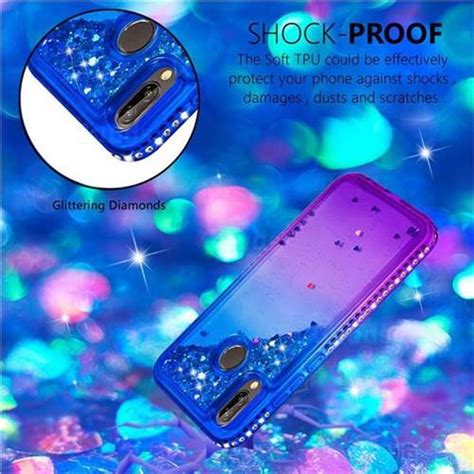 Diamond Frame Liquid Glitter Quicksand Sequins Phone Case For Huawei P Lite Blue Purple
