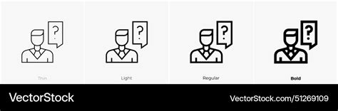 confusing icon thin light regular and bold style vector image