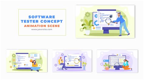 Flat Design Software Engineer Testing Concept Animation Scene Elements Ft After Effects